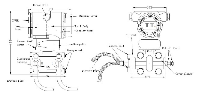 Remote seal diaphragm type pressure level transmitter with capillary